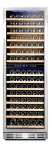 kalamera 157 bottle freestanding wine cooler refrigerator with stainless steel, triple-layered tempered glass door, electronic one-touch control with led display wine fridge