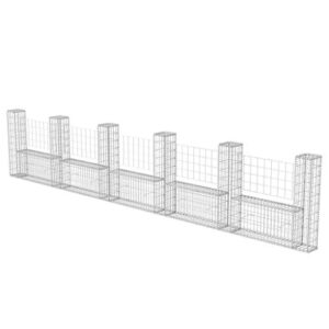 festnight gabion wall u shaped weather resistant galvanized steel stone basket wire wall garden edging cage walls panels 224.4 x 7.9 x 39.4 inches (l x w x h)