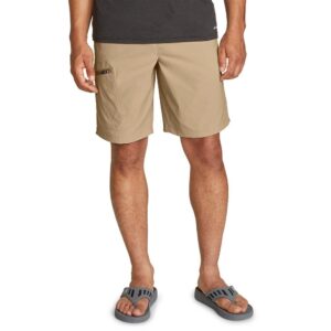 eddie bauer men's rainier pull-on shorts, light khaki, medium, hiking shorts