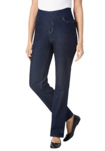 woman within women's plus size flex-fit pull-on straight-leg denim jean - 18 w, indigo