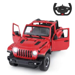 rastar off-road remote control car, 1:14 jeep wrangler jl rc off-road racing vehicle toy car for kids adults, spring suspension/door open, 2.4ghz red