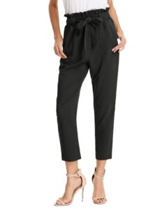 grace karin women's paper bag waist pants slim fit casual office pencil pants black xl