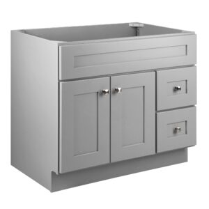 design house 587097 bath unassembled modern 2-door 2-drawer bathroom shaker vanity cabinet only, 36 x 21,grey