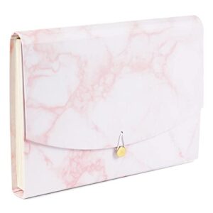 paper junkie expanding folder with 13 pockets for files, school and office supplies, pink marble (letter size, 13 x 9.5 x 1.7 in)