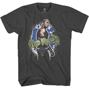 wwe mens the rock shirt - the brahma bull superstar tee - dwayne johnson world wrestling champion t-shirt (charcoal heather, x-large)