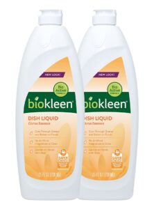 biokleen dish liquid soap - 50 ounce - dish-washing, hand moisturizing, eco-friendly, plant-based, no artificial fragrance, colors or preservatives, citrus & aloe