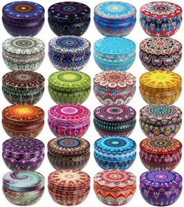 ahyiyou candle tins candle jars 24 pieces 24 zodiac patterns, diy round containers with lids for candle making, arts & crafts, storage & more (8oz)