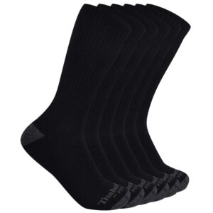 timberland pro men's 6-pack performance crew length socks, black, xxl