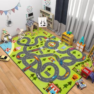 homore kids play mat rug, fun and educational city play rug for hot wheels track racing and toys, kids carpet playmat area rug for children bedroom play room nursery, 3x5 feet