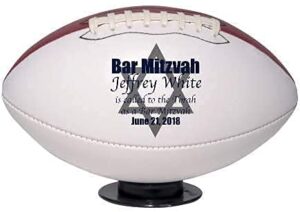 custom personalized bar mitzvah football (mini, with base)