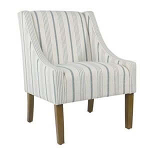 homepop modern swoop arm accent chair, blue stripes