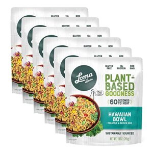 loma linda - plant-based complete meal solution 10 oz. packets (hawaiian bowl, 6 pack)