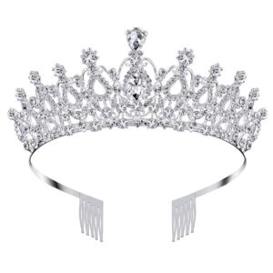 cocide tiara and crown for women silver rhinestone birthday headband princess tiaras for girls hair accessories jewelry for bridal wedding prom birthday christmas xmas halloween party (silver-2)