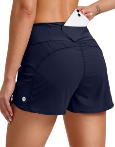 g gradual women's running shorts with mesh liner 3" workout athletic shorts for women with phone pockets(navy blue,x-small)