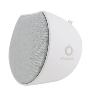 oc acoustic newport plug-in outlet speaker with bluetooth 5.1 and built-in usb type-a charging port (gray/white)