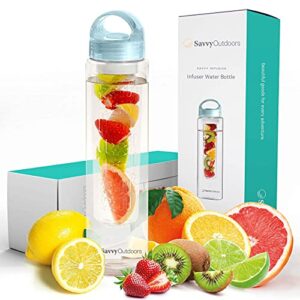 infusion fruit infuser water bottle - bpa free insulated water bottle, reusable water bottle with fruit infuser, easy-to-clean gym accessories for women, sports water bottle, savvy outdoors