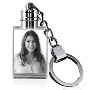 han's laser personalized keychains with led light, mini rectangle, crystal keychain with your own photo, great memorial gifts