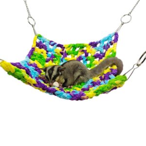 oncpcare small pet cage hammock, plush woven parrot climbing toy, cozy sugar glider hideout tunnel hideaway bed for rat hamster squirrel guinea pig ferret, colour random