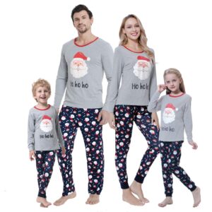 myfav christmas pajamas set matching family pj's santa claus printed sleepwear for boys and girls, santa claus, 14y