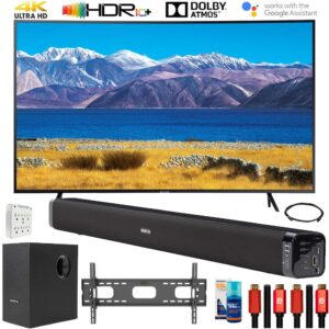 samsung un55tu8300 55" hdr 4k uhd smart curved tv bundle with deco gear home theater soundbar with subwoofer and complete wall mount setup and accessory kit