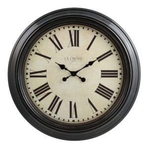 la crosse 404-2658-int 23-inch maxwell quartz wall clock, brown