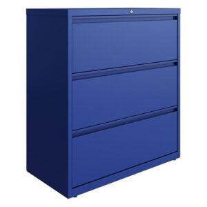 hirsh 36-in wide hl10000 series 3 drawer metal lateral file cabinet classic blue