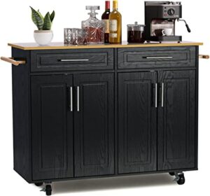 kitchen islands with storage, kitchen carts and islands rolling kitchen island storage cabinets on wheels with drawers, towel rack and shelves in dining room, black