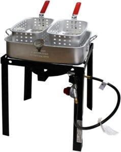 dual 2 basket deep fryer-propane cooker-fry fish/chicken outdoor 18 qt. oil