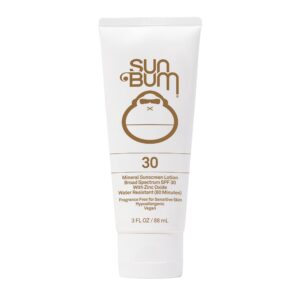 sun bum mineral spf 30 sunscreen body lotion| broad spectrum moisturizing facial sunblock with vitamin e | vegan and hawaii 104 act compliant (octinoxate & oxybenzone free) | travel friendly 3 oz