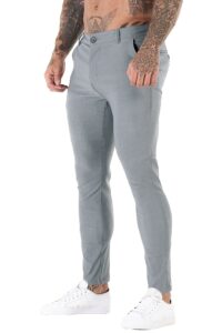 gingtto grey dress pants for men,chinos pants men slim fit stretch size 32