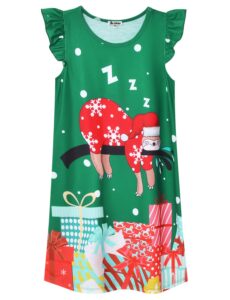 jxstar girls christmas nightgown cotton kids santa sloth pajamas sleepwear dresses,4t 5t