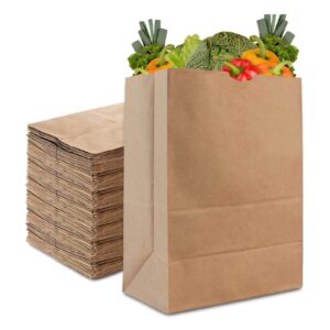 stock your home 57 lb kraft paper bag (50 count) heavy duty, large brown paper grocery bags for food shopping, recycling, trash, bulk pack size