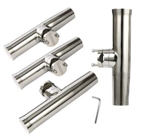 yaemarine 4pcs boat fishing rod holder stainless tournament style clamp on fishing rod holder for rails 1" to 1-1/4" rail mount rod holder