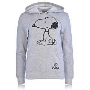 peanuts ladies snoopy fashion hoodie - ladies classic snoopy fleece sweatshirt foil sweatshirt (heather grey, 3x-large)