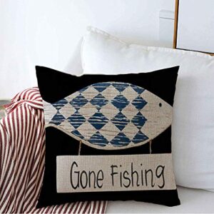 decorative linen square throw pillow cover absence wood wooden gone fishing miscellaneous escape activity all away isolated hobby black board soft cushion pillowcase case for bed chair 16 x 16 inch