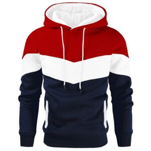 gesean mens hoodies pullover long sleeve casual hoodie for men hooded sweatshirt red medium