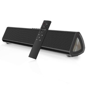 portable sound bar for tv/pc, 105db bluetooth 5.0 wireless & wired soundbar with 2200 mah battery, 3d surround sound home theater built-in subwoofer with remote control for projectors/phones/tablets