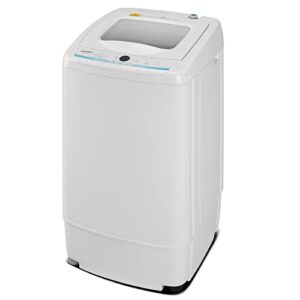 comfee’ portable washing machine, 0.9 cu.ft compact washer with led display, 5 wash cycles, 2 built-in rollers, space saving full-automatic washer, ideal for rv/dorm/apartment, ivory white