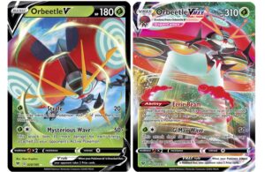 pokemon vmax card set - orbeetle vmax 21/185 & orbettle v 20/185 - vivid voltage - ultra rare card lot