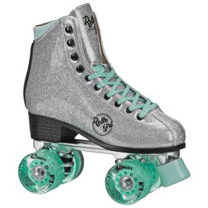 rollr grl astra glitter roller skates - women's silver/black size 11