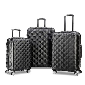 kenneth cole reaction diamond tower collection lightweight hardside expandable 8-wheel spinner travel luggage, black, 3-piece set (20", 24", & 28")