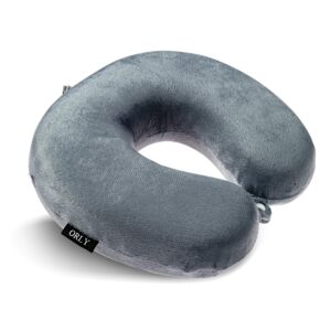 charles albert memory foam travel pillow, u shaped neck pillow, ultra soft comfortable cushion for neck support, lightweight headrest, machine washable, great for airplane chair, car, bed in grey