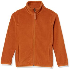 amazon essentials toddler boys' polar fleece full-zip mock jacket - discontinued colors, rust orange, 3t