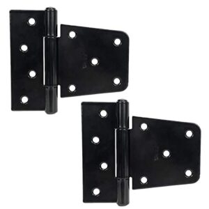 3.5 inch black door shed hinges square barn hinges heavy duty gate hinges wrought hardware iron rustproof for wood fences (not included screws)