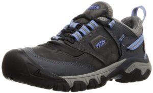 keen women's ridge flex low height waterproof hiking shoes, steel grey/hydrangea, 9.5