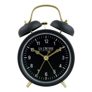 la crosse 617-3314bg black twin bell quartz alarm clock