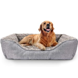 furtime dog bed for large medium small dogs soft washable pet bed orthopedic dog sofa bed breathable rectangle sleeping bed anti-slip bottom(35'', grey)