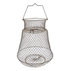 operseven metal rustproof fish basket, collapsible fshing net cage fish baskets for live fish robust and easy to use