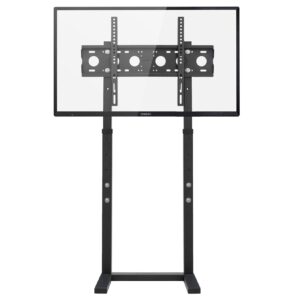 unho universal against the wall tv stand floor: free standing mount stand with height adjustable bracket for tv bench compatible with 32-65 inch flat panel led lcd plasma screens (black)