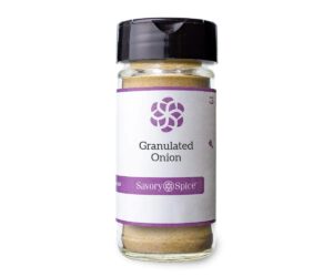 savory spice granulated onion - dehydrated onion granules seasoning powder | add real onion flavor to any recipe (medium jar - net: 2.65 oz)